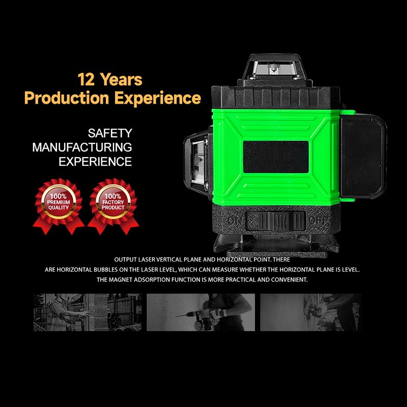 8/12/16 Lines Laser Level Green Light Making Laser 360° Adjustable Auto ...