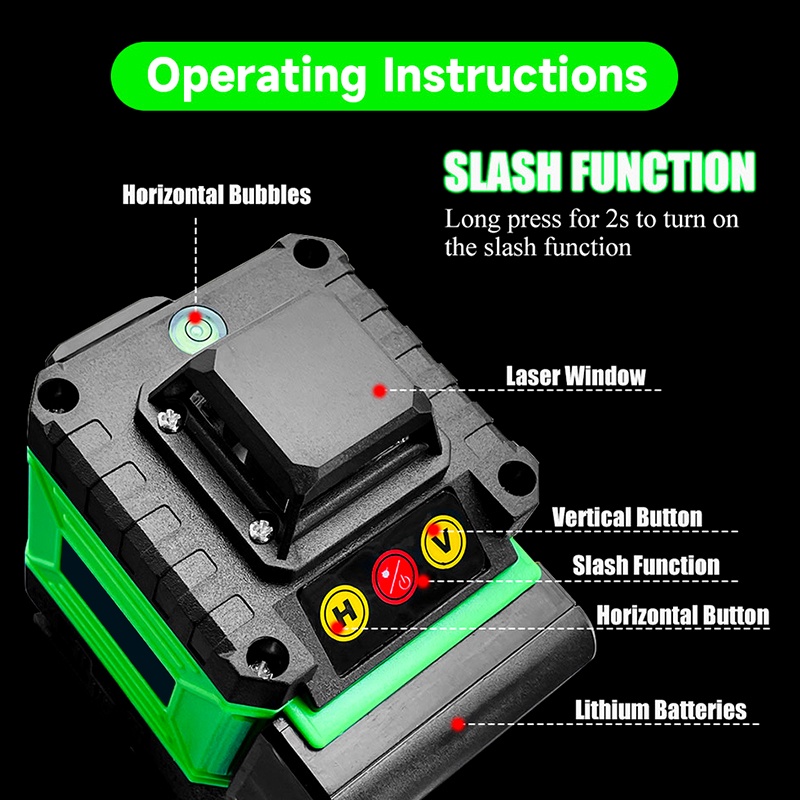 8 Lines Adjustable Laser Level 360° Rotation Indoor Outdoor Self ...