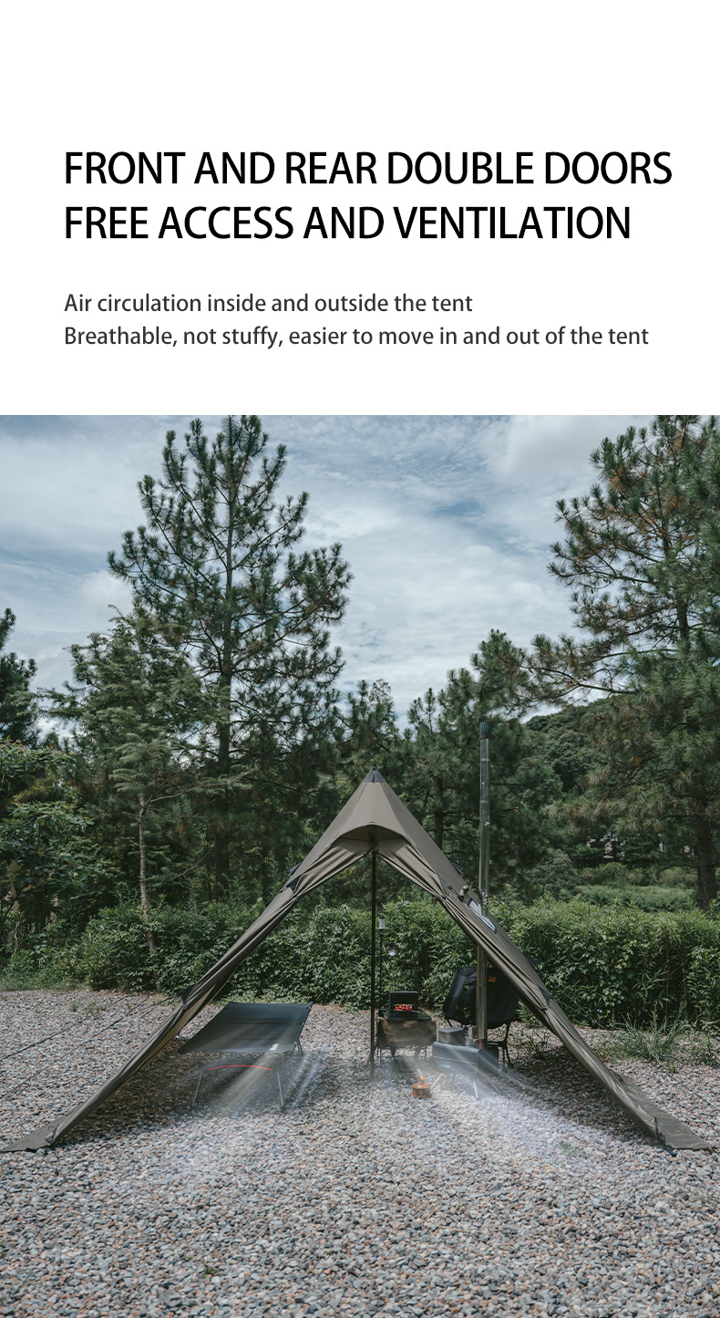 Naturehike Pyramid Tent Ranches Fire Tent 210T Fire Retardant Camping ...