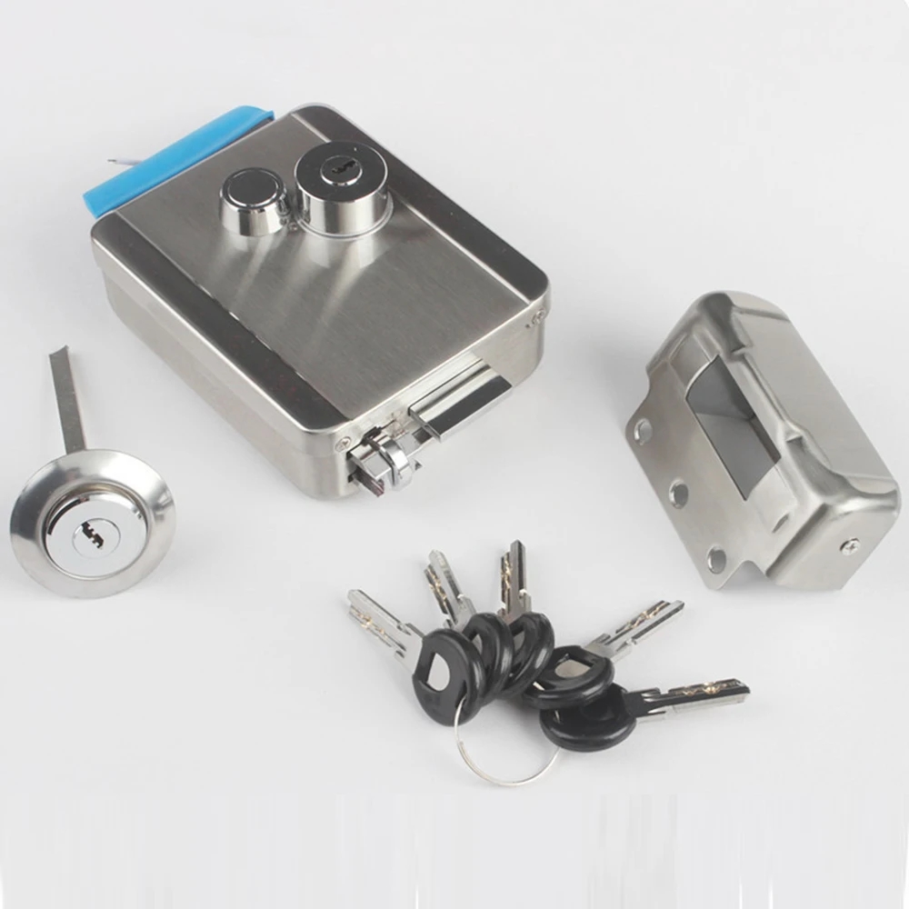 Stainless steel DC12V Electric Rim Lock With Keys for Home Video ...