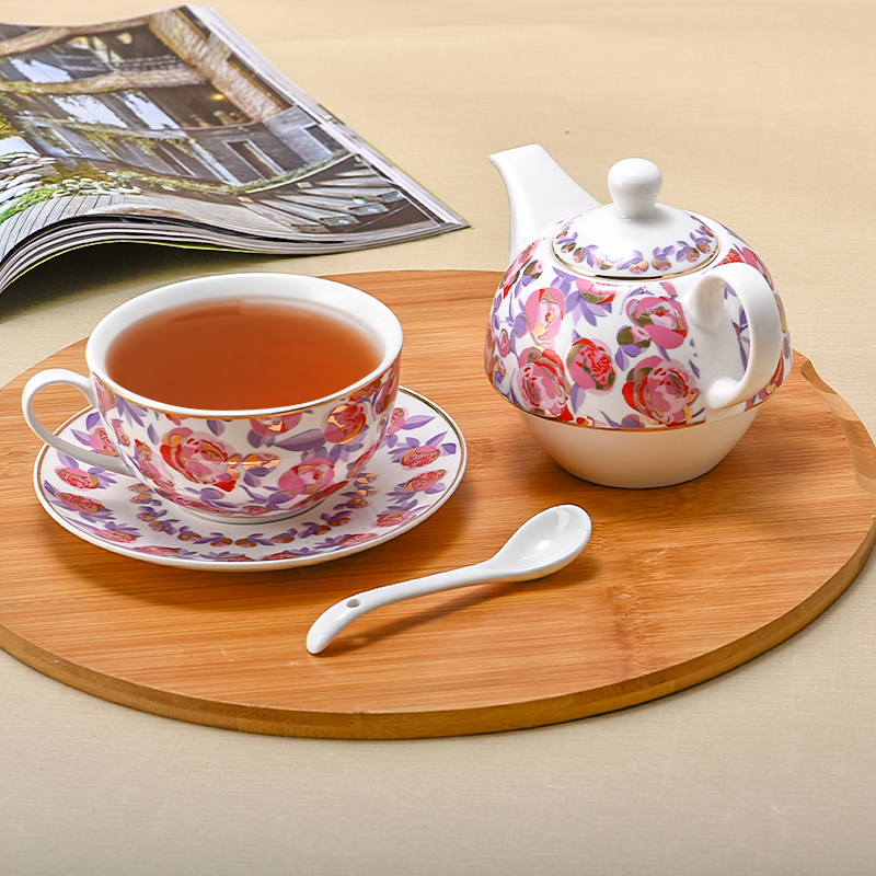 fMBB 3In1 Ceramic Teapot with Cup Saucer 400ML Coffee Pot Set 300ML ...