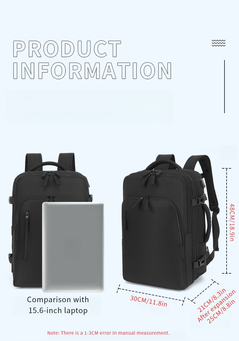 40L Travel Backpack Expandable Waterproof Laptop Backpack 16 inch Woman ...