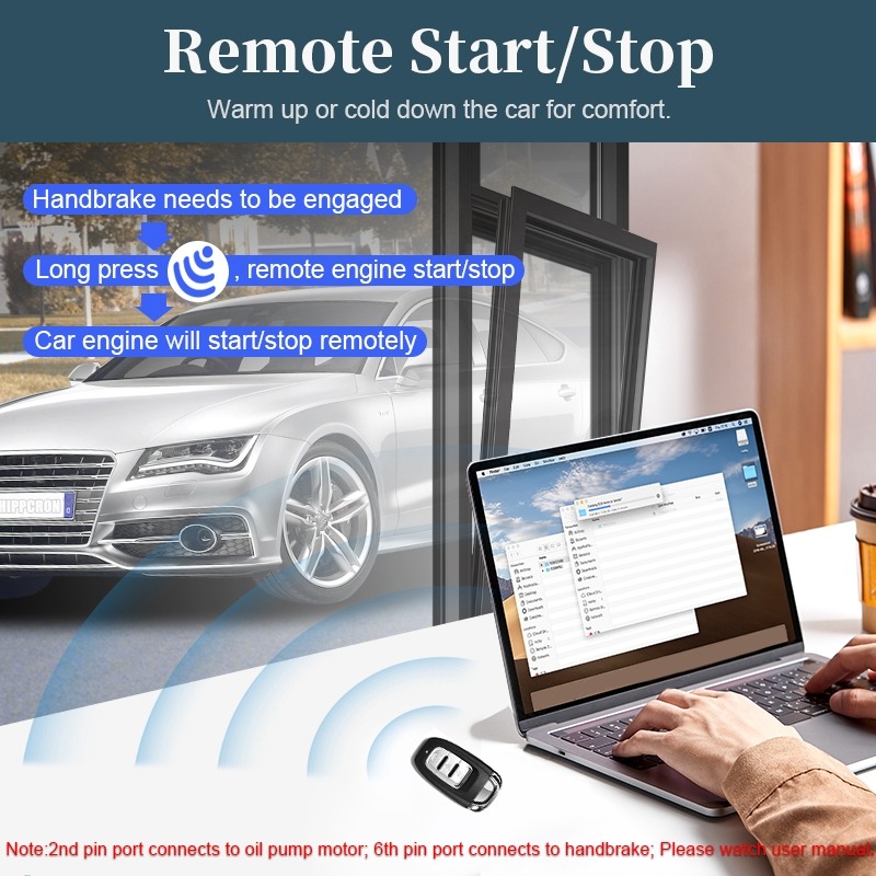 Engine start alarm system Car Alarm Remote Control push one-button ...