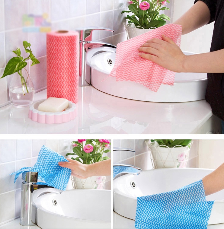 Disposable Striped Kitchen Cleaning Cloth Towels: 1 Roll of Practical ...