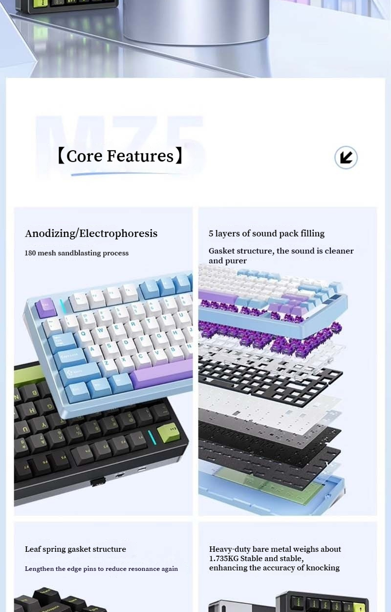 AULA m75 Mechanical keyboard Aluminum Turk Turk custom three mode ...