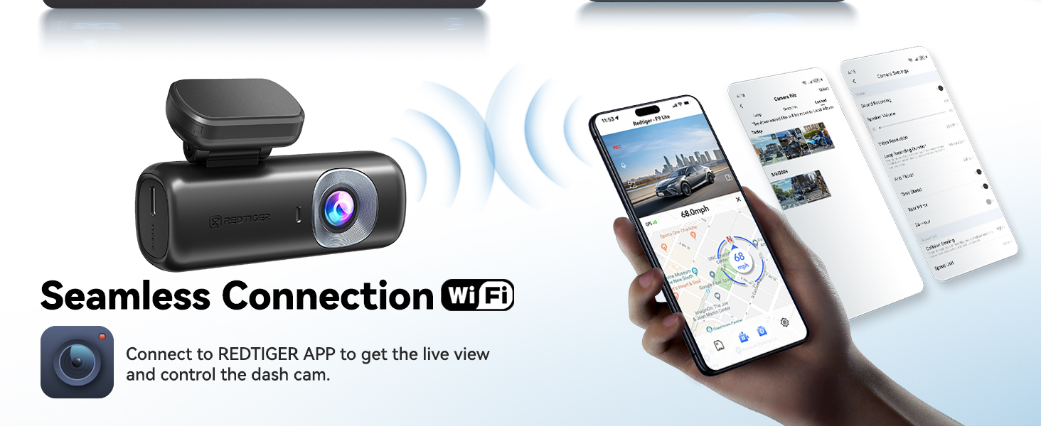 REDTIGER F9 LITE 4K Mini Dash Cam Front,ADAS,Built-in WiFi GPS,G-Sensor ...