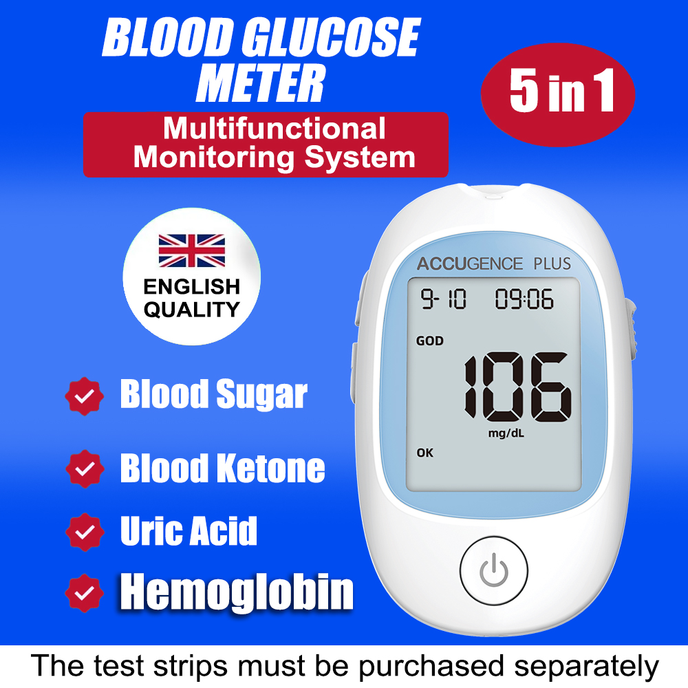 ACCUGENCE 5 in 1 Multi function Blood Glucose meter Uric acid meter ...