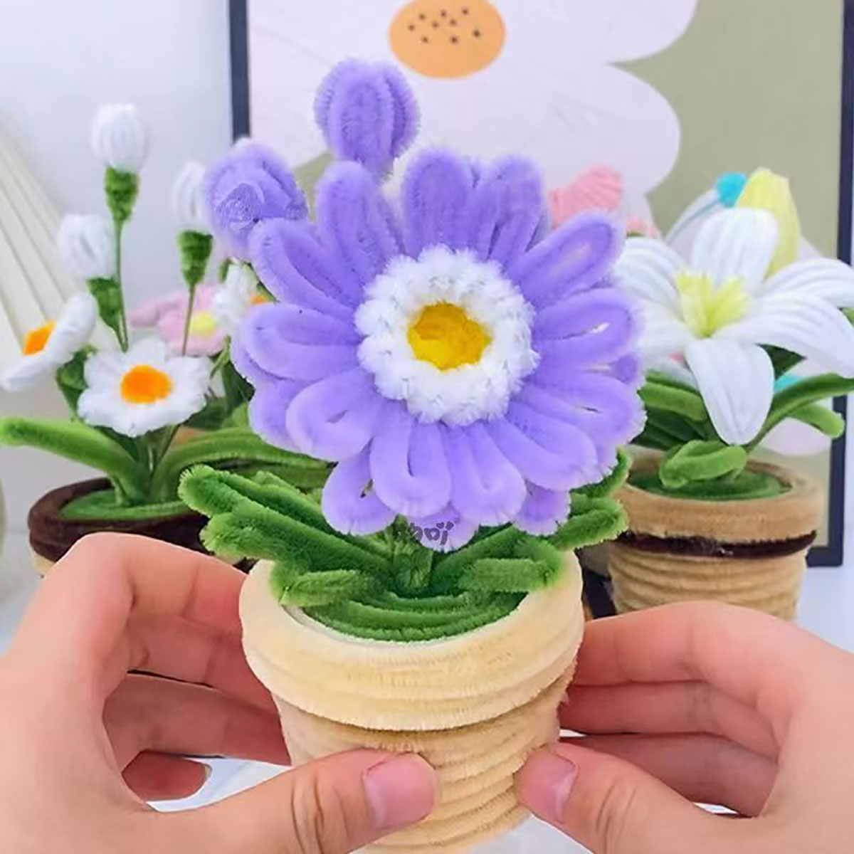 100PCS Colored Chenille Wires Fluffy Sticks DIY Craft Fuzzy Stems Twist ...