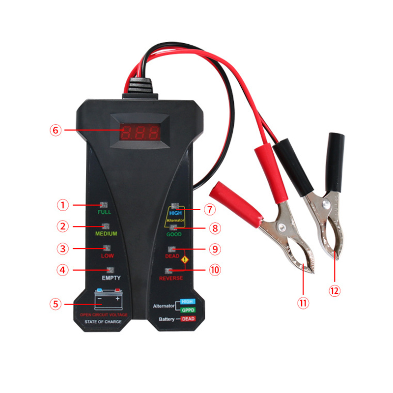 CNBJ-805A 12V Motorcycle Car Multi Functional Battery Tester LED Lead ...