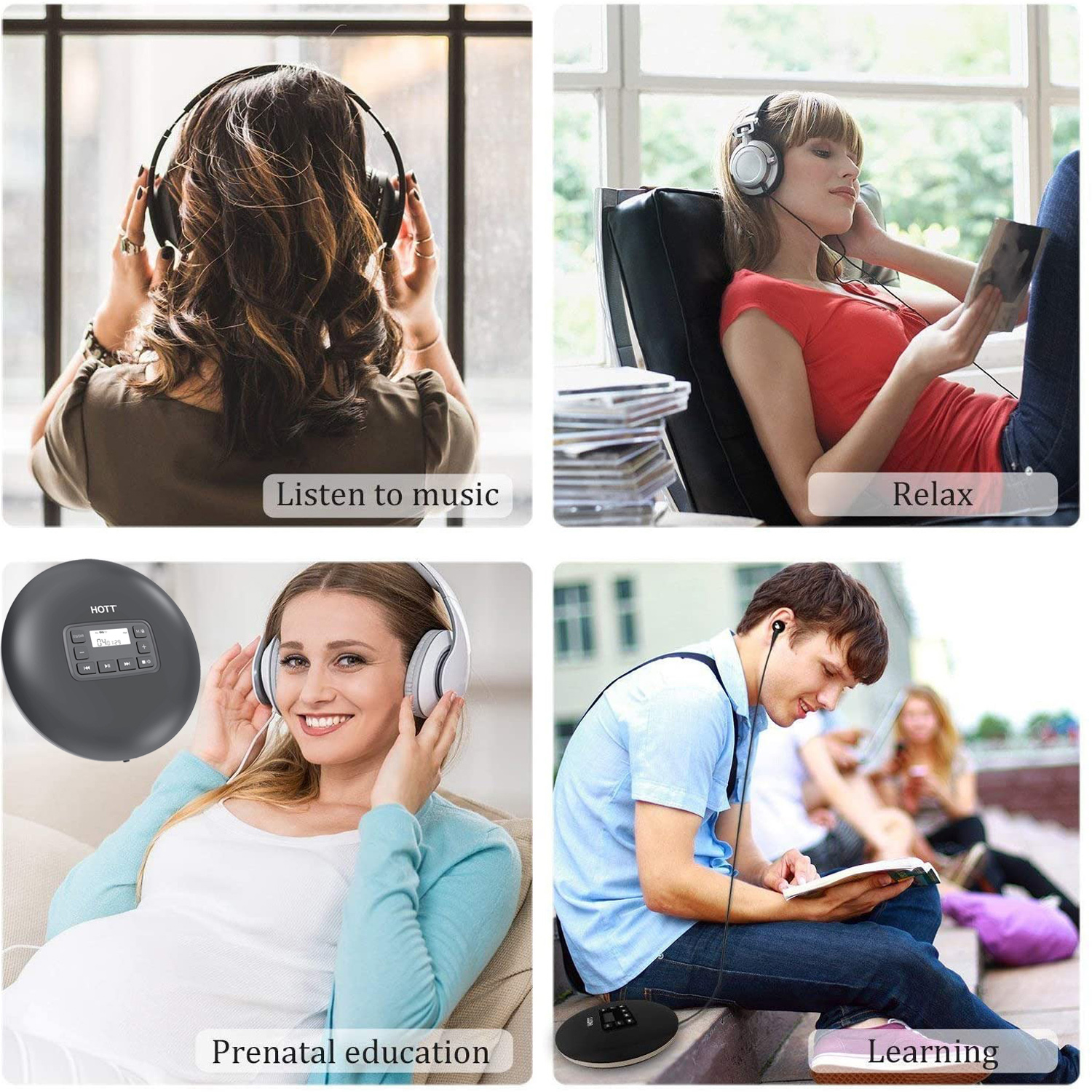 HOTT CD204 CD Player Small Music CD Walkman Discman with LCD Display ...