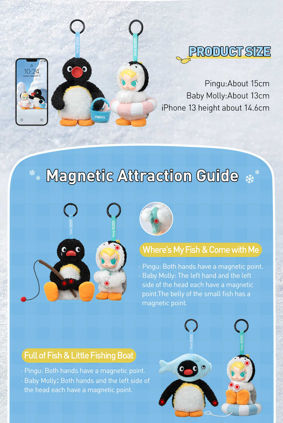 POP MART Baby Molly × Pingu Happy Fishing Series-Vinyl Plush Pendant ...
