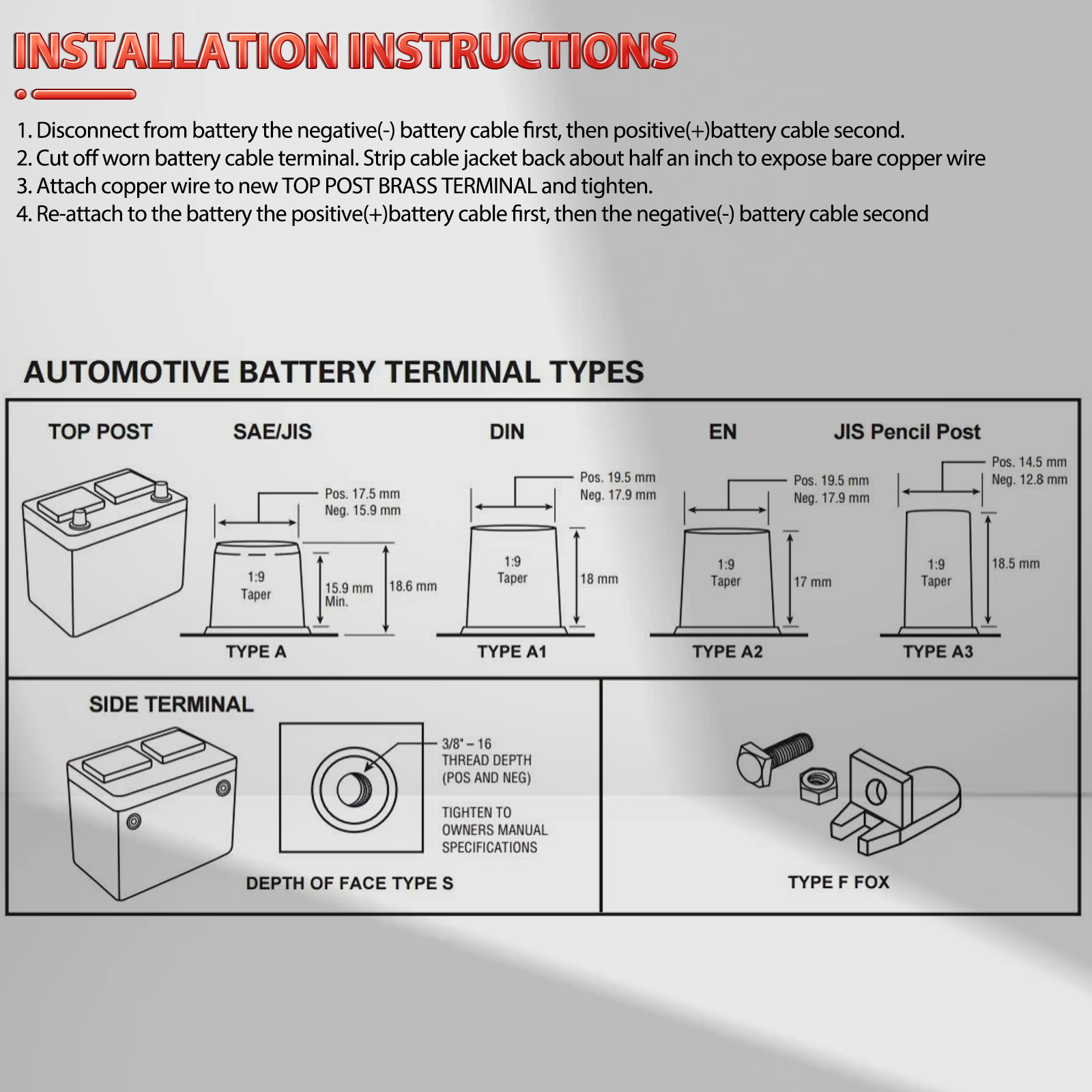 2pcs/Set Pure Copper Battery Terminal Clamp Connectors 4 Way Quick ...