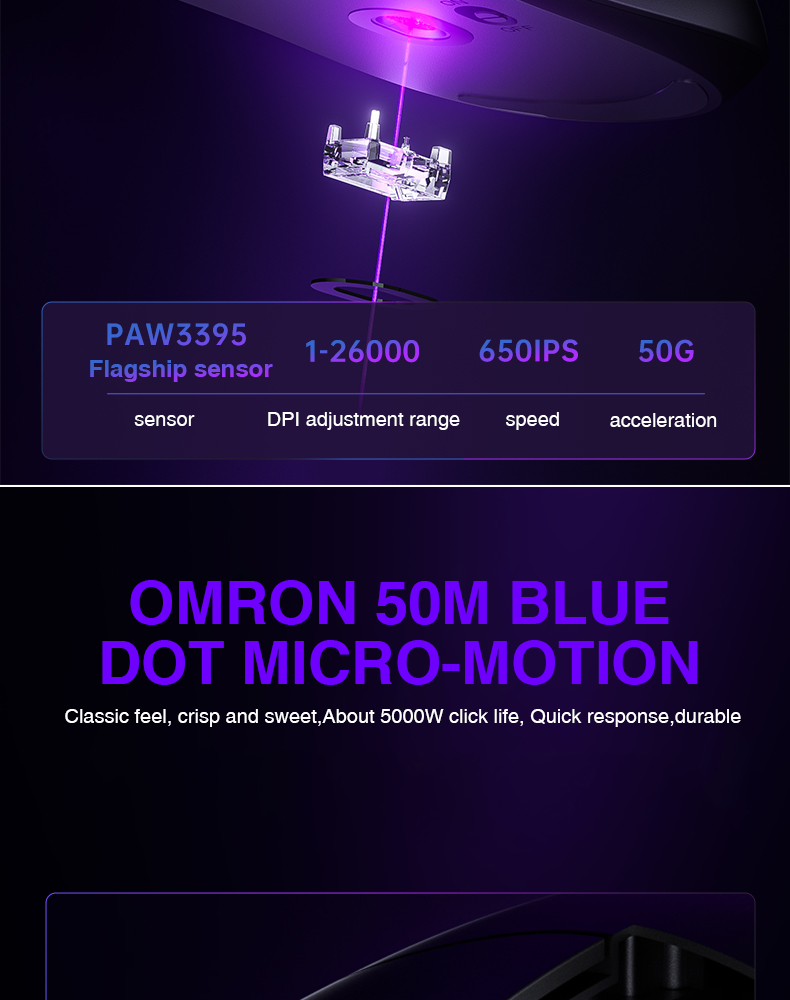 AULA SC800 Gaming Mouse Dual-mode Connect USB-C/2.4G Lightweight 37g ...