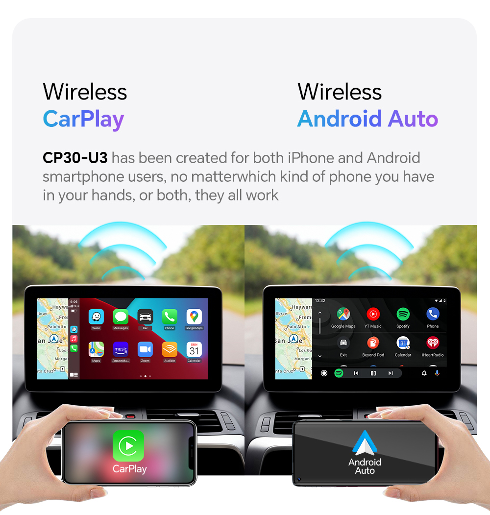 NEW Mini 2in1 Wireless CarPlay&Android Auto Wireless Adapter Smart Mini ...