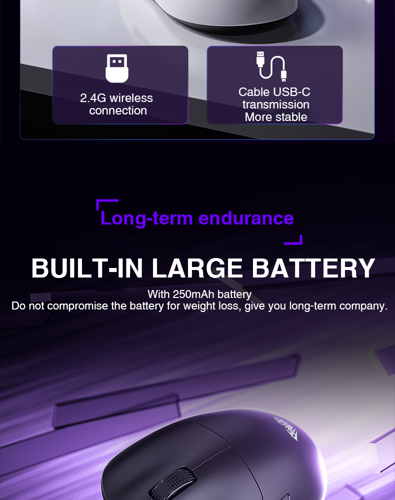 AULA SC800 Gaming Mouse Dual-mode Connect USB-C/2.4G Lightweight 37g ...