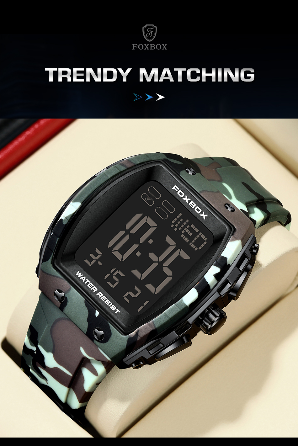 FOXBOX Watch Men Military Camouflage Outdoors Sports Waterproof Watch ...