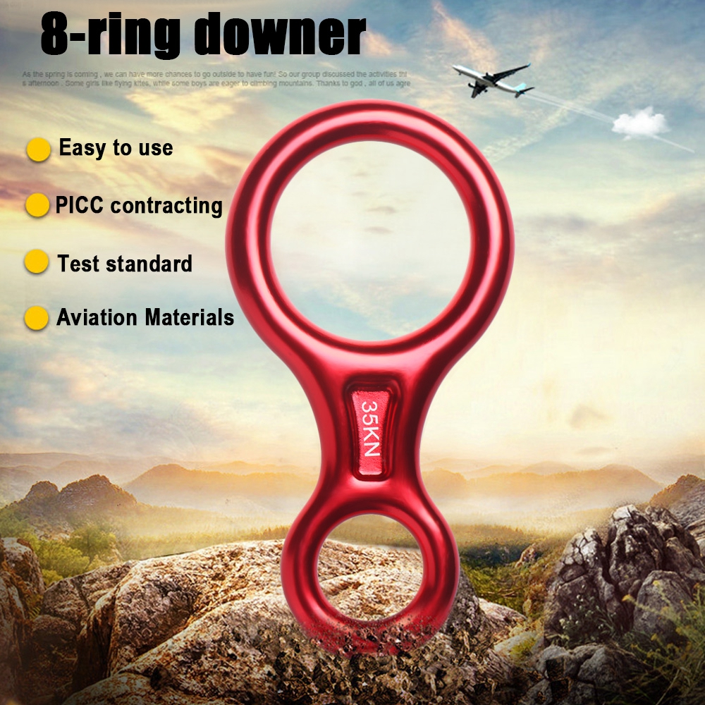 Rock Climbing Descenders 8 Word Climbing Ring Rope Descender 35KN Figure Equipment Gear Device ...