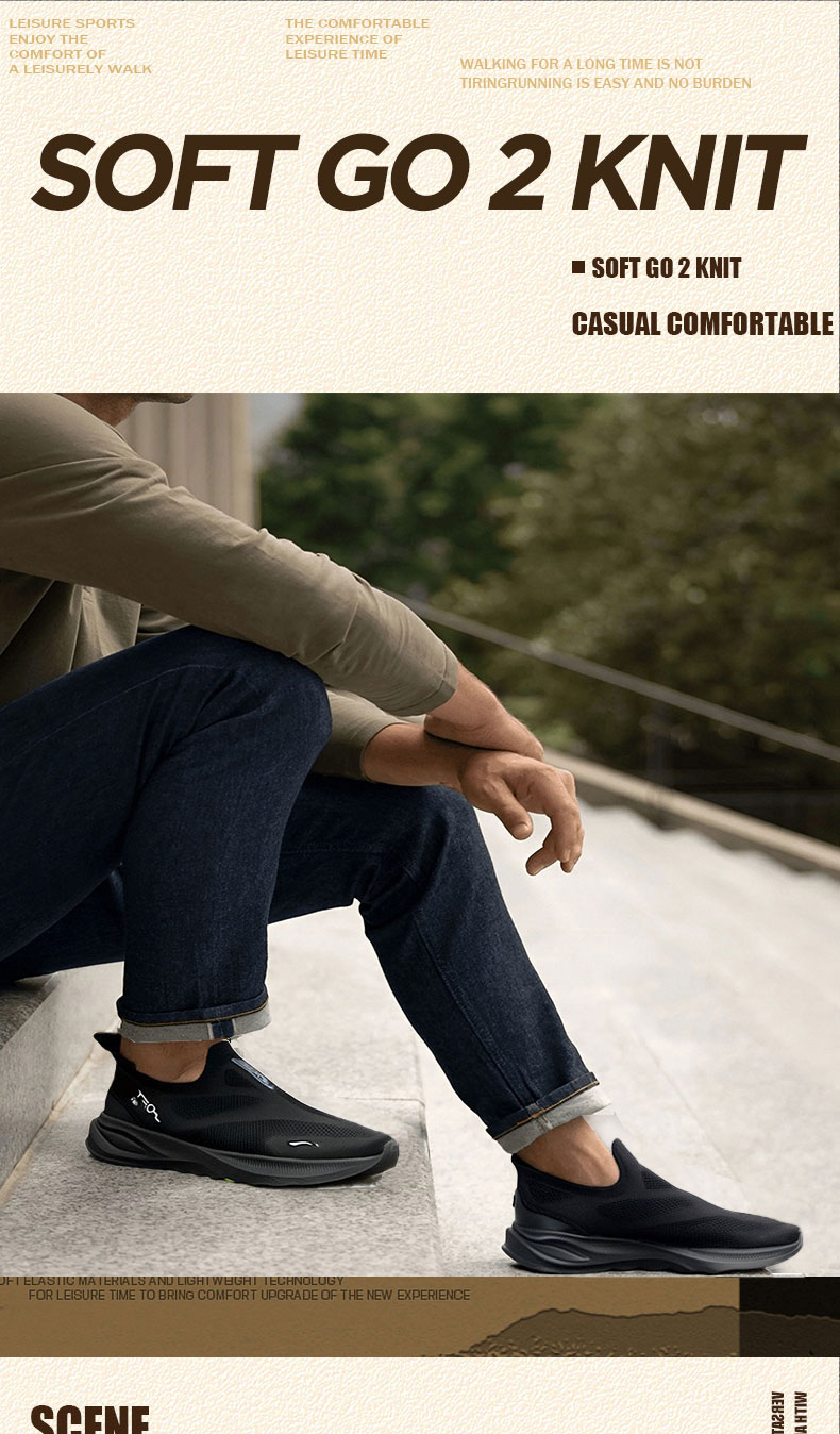 LI-NING SOFT GO 2 KNIT Men's Athleisure footwear Professional Sports ...