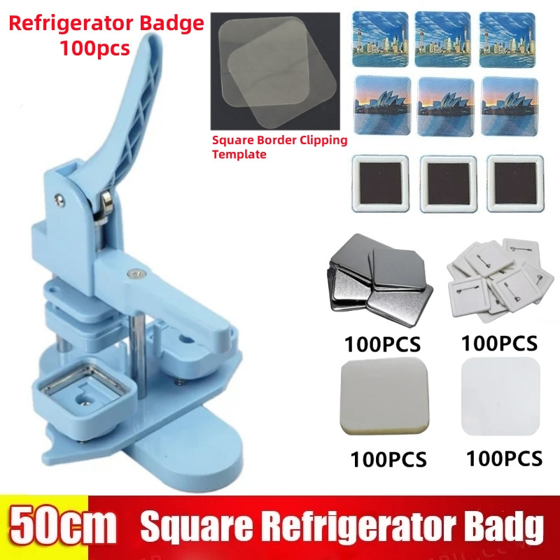 【Local delivery】50*50mm Square Refrigerator Badge Machine with 100 Set ...