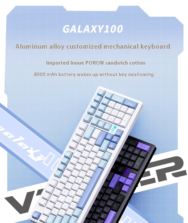 VTER Galaxy100 Aluminum Wireless Mechanical Keyboard 96% Hot swappable ...