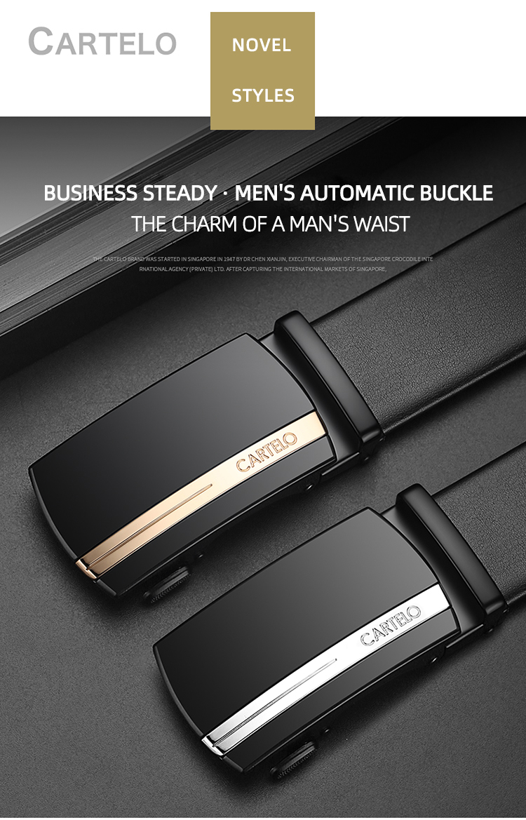 100% Cowhide Leather [Ready Stock] Cartelo Since 1947 Singapore Men's Autobuckle Belt Tali ...