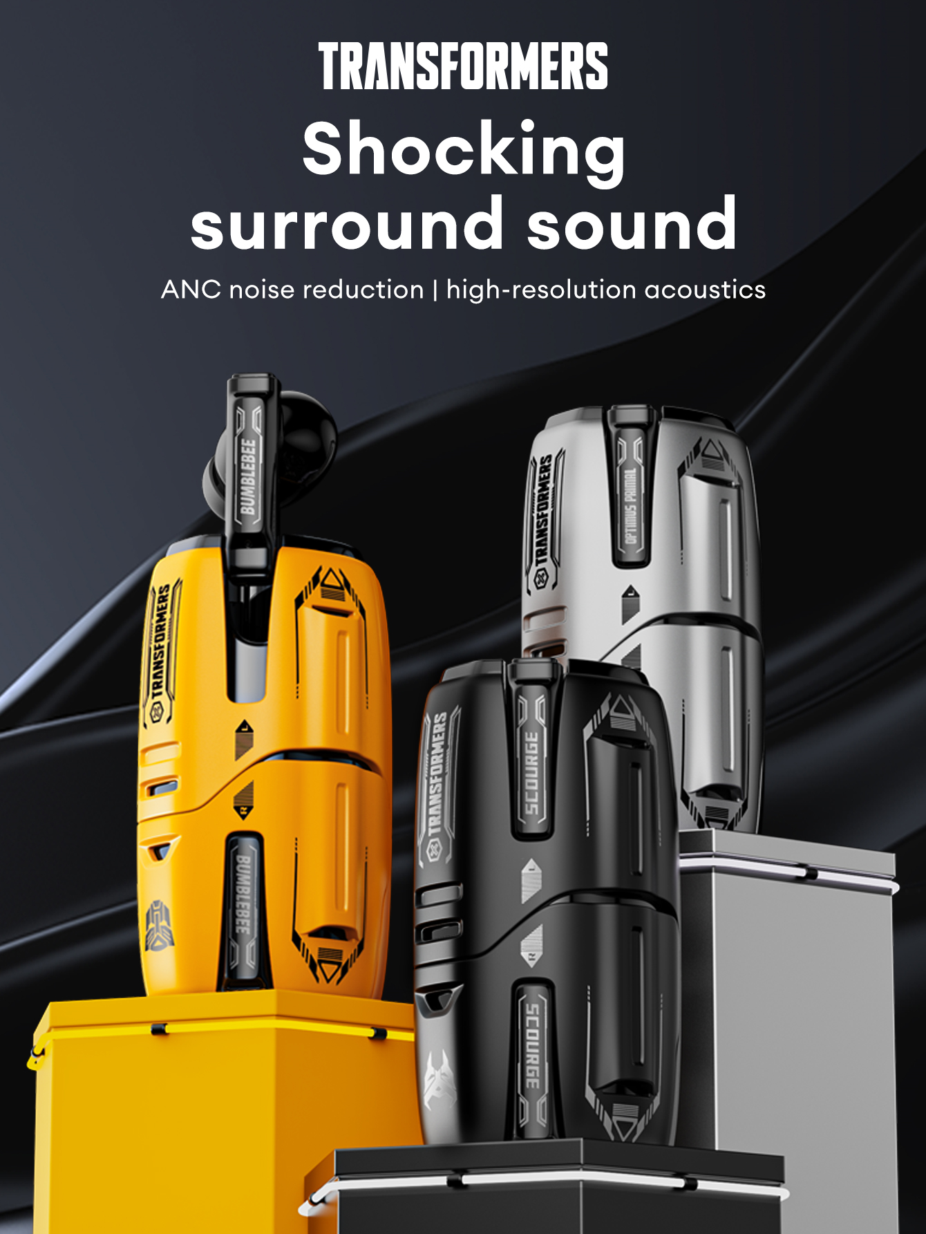 Transformers TF-T01 Pro ANC Noise Reduction Wireless Bluetooth Earphone ...