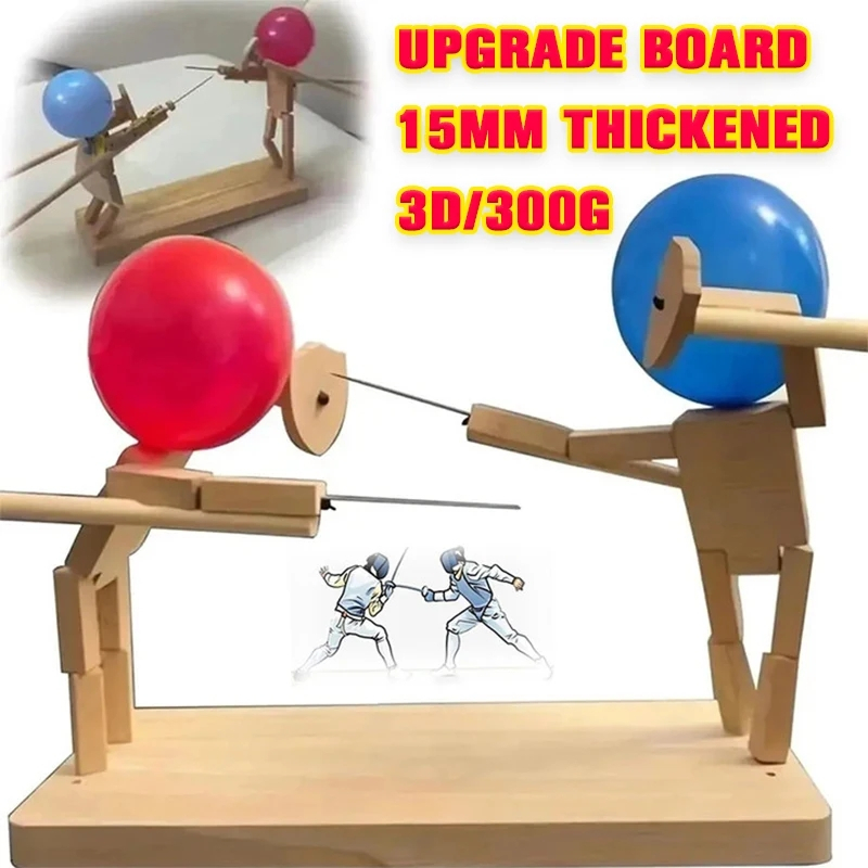 Send 100 balloons Balloon Bamboo Man Battle Toy Handmade Wooden Fencing ...