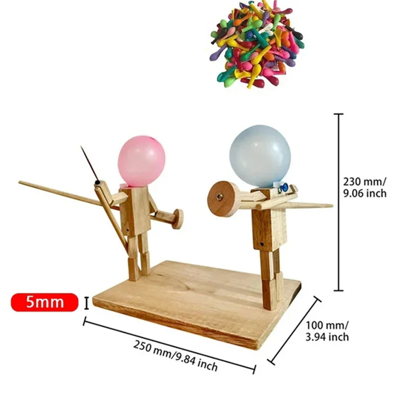 Send 100 balloons Balloon Bamboo Man Battle Toy Handmade Wooden Fencing ...