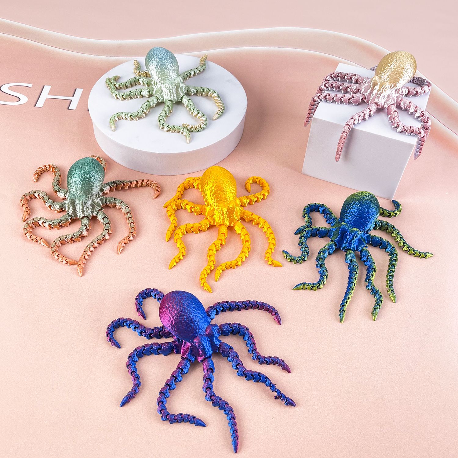 Octopus 3D printed fish colorful octopus prank movable joint ornament ...