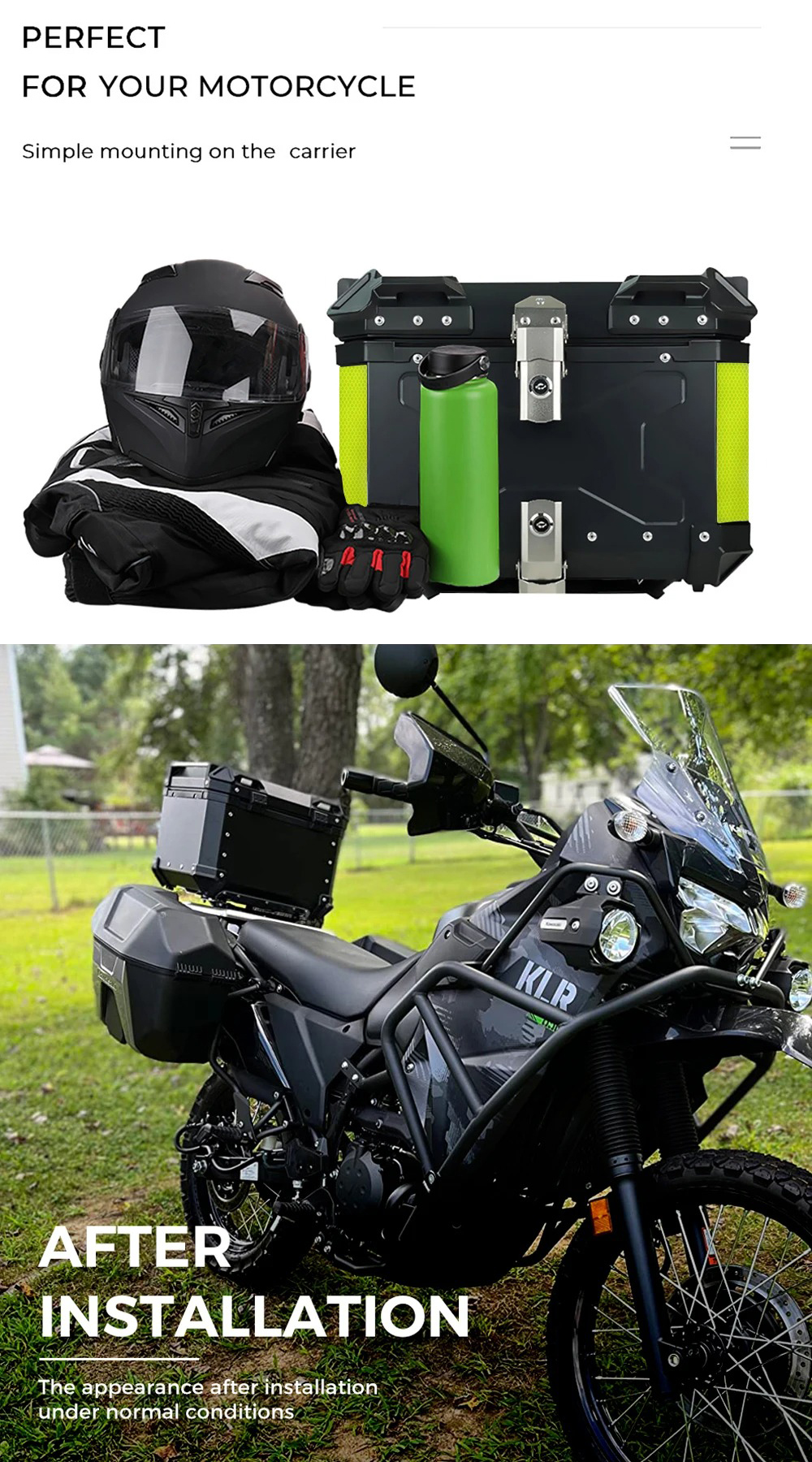 Aluminium top box 45/57/65L Motorcycle Box moto with Universal Base ...