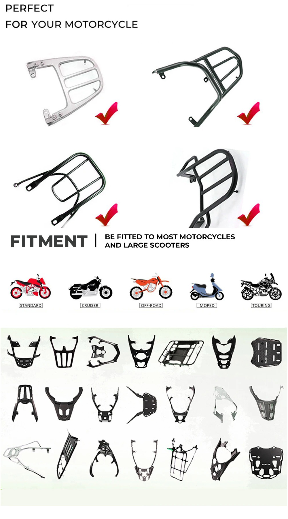 Aluminium top box 45/57/65L Motorcycle Box moto with Universal Base ...
