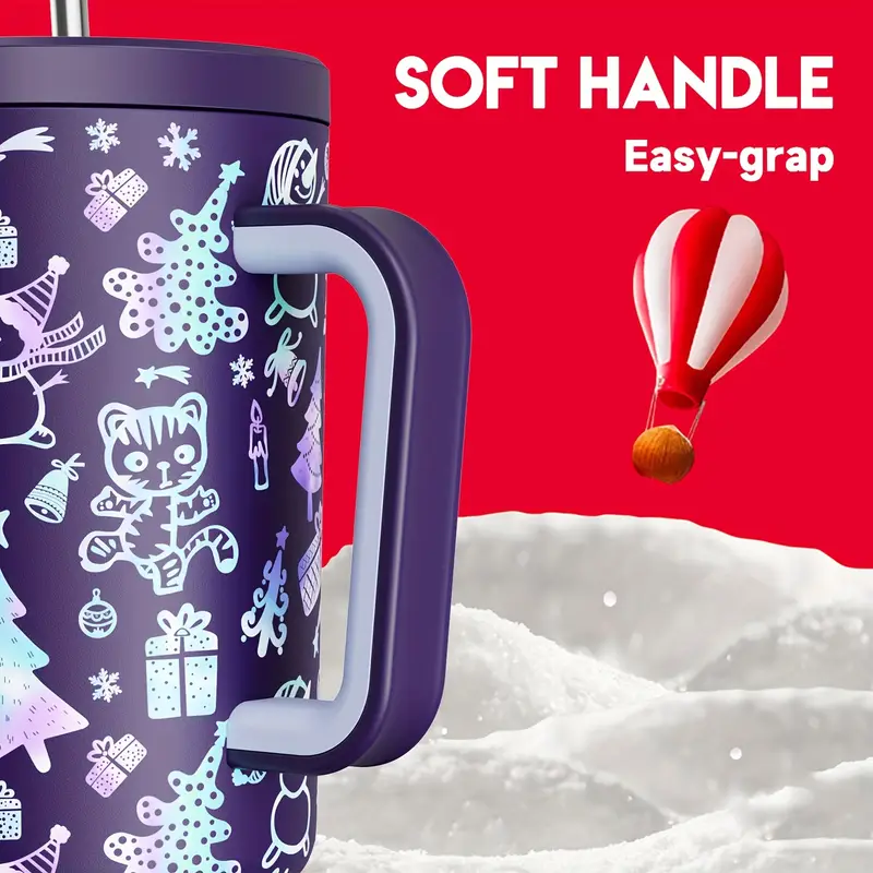 Meoky 40oz Dual use of hot and cold tumbler stainless steel soft handle ...