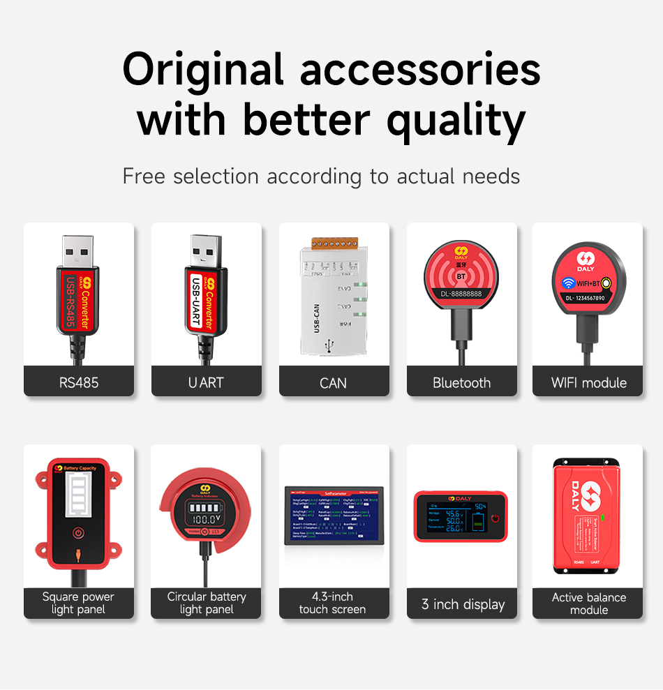 Daly Smart NEW 2024 KMS BMS Accessories Bluetooth WIFI Module 4.3 inch LCD Screen UART RS485 ...