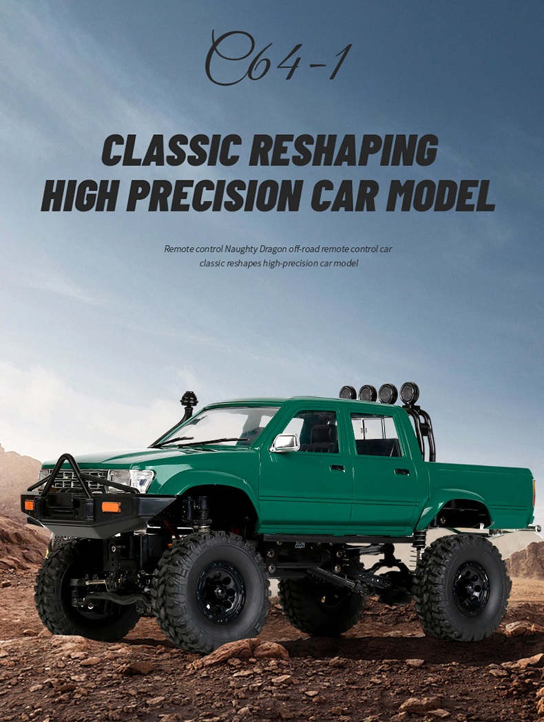 【Dark Green】WPL C64-1 RC CAR 1/16 2.4G Full Scale 4WD Adults Climbing ...