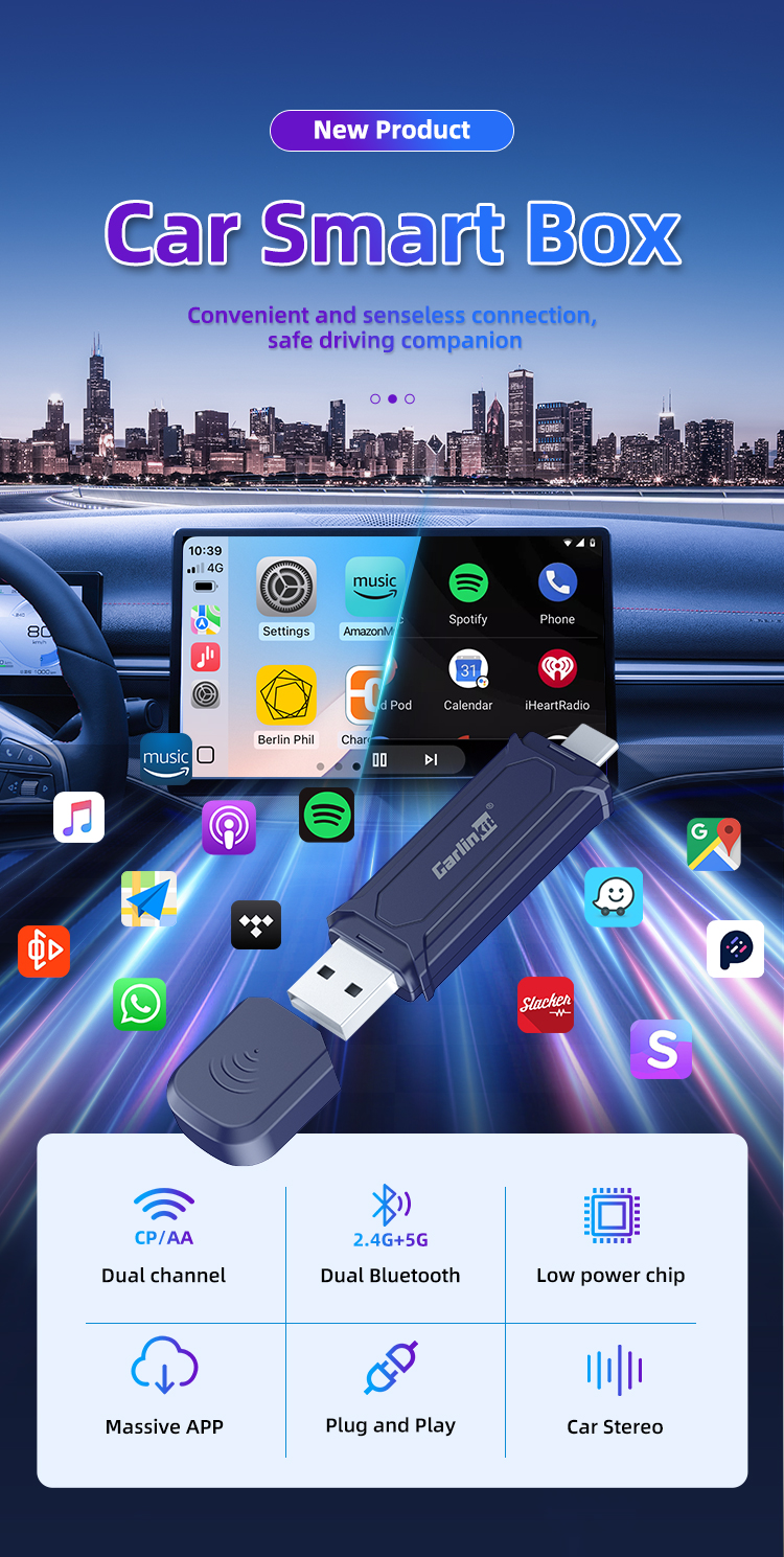 2025 NEW Carlinkit 5.0 Mini wired to wireless carplay Adapter Carlink ...