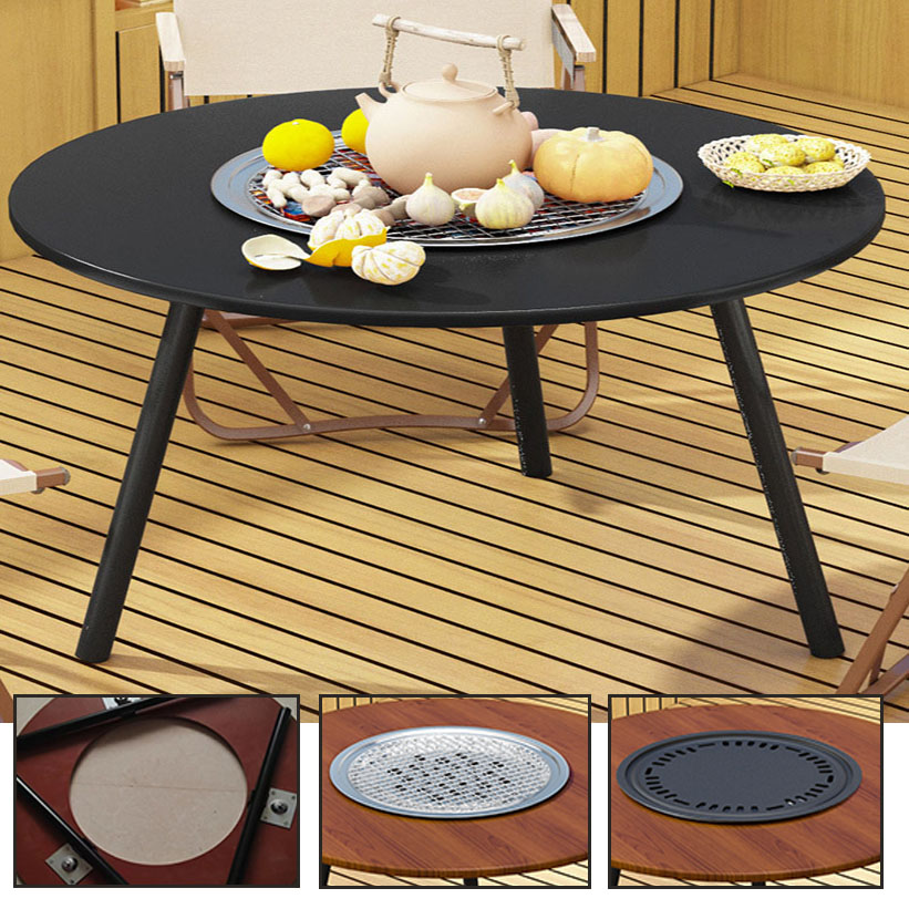 Folding Barbecue Round Table Charcoal BBQ Grill Barbecue Table Garden ...