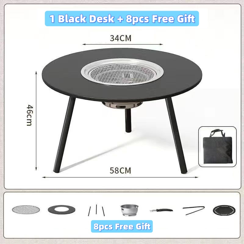 Folding Barbecue Round Table Charcoal BBQ Grill Barbecue Table Garden ...