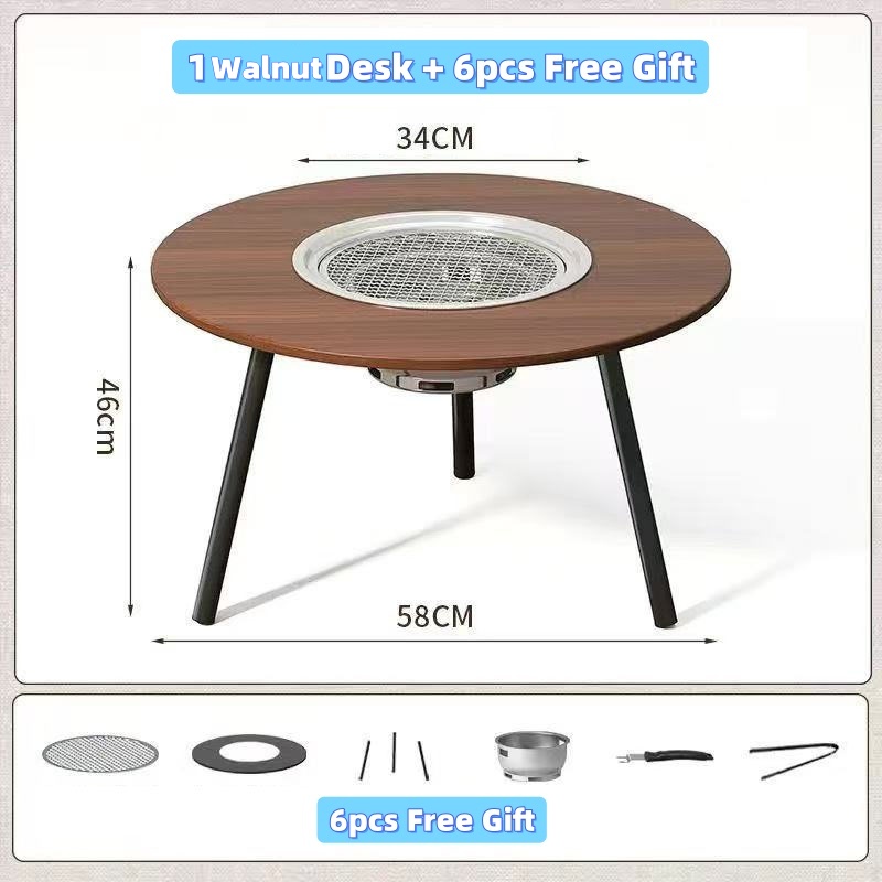 Folding Barbecue Round Table Charcoal BBQ Grill Barbecue Table Garden ...