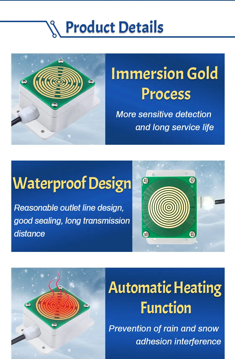 Rain and Snow Sensor Transmitter IP65 Output RS485 0-2V 0-5V 0-10V 4-20mA Weather Induction ...