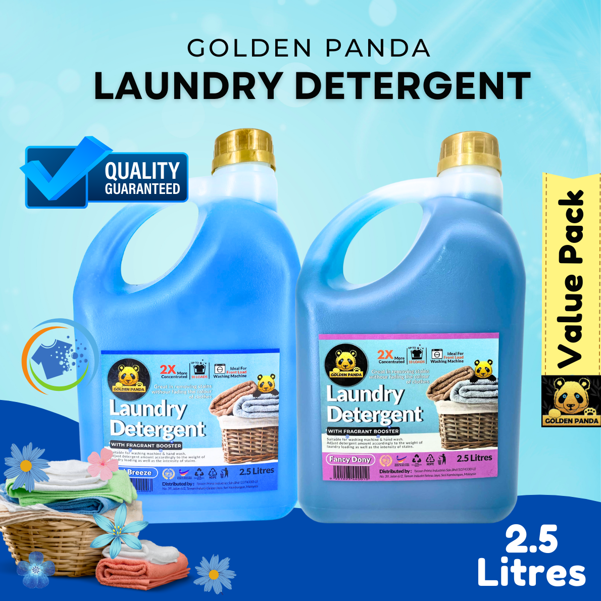 [Golden Panda] Laundry Liquid Detergent/Value Pack/2.5 Litres/Sabun ...