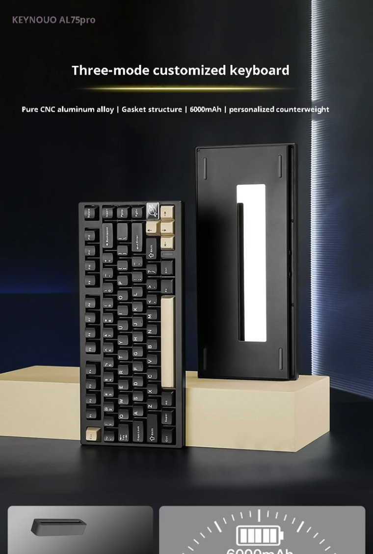 KEYNOUO AL75Pro three mode aluminum alloy customized mechanical ...