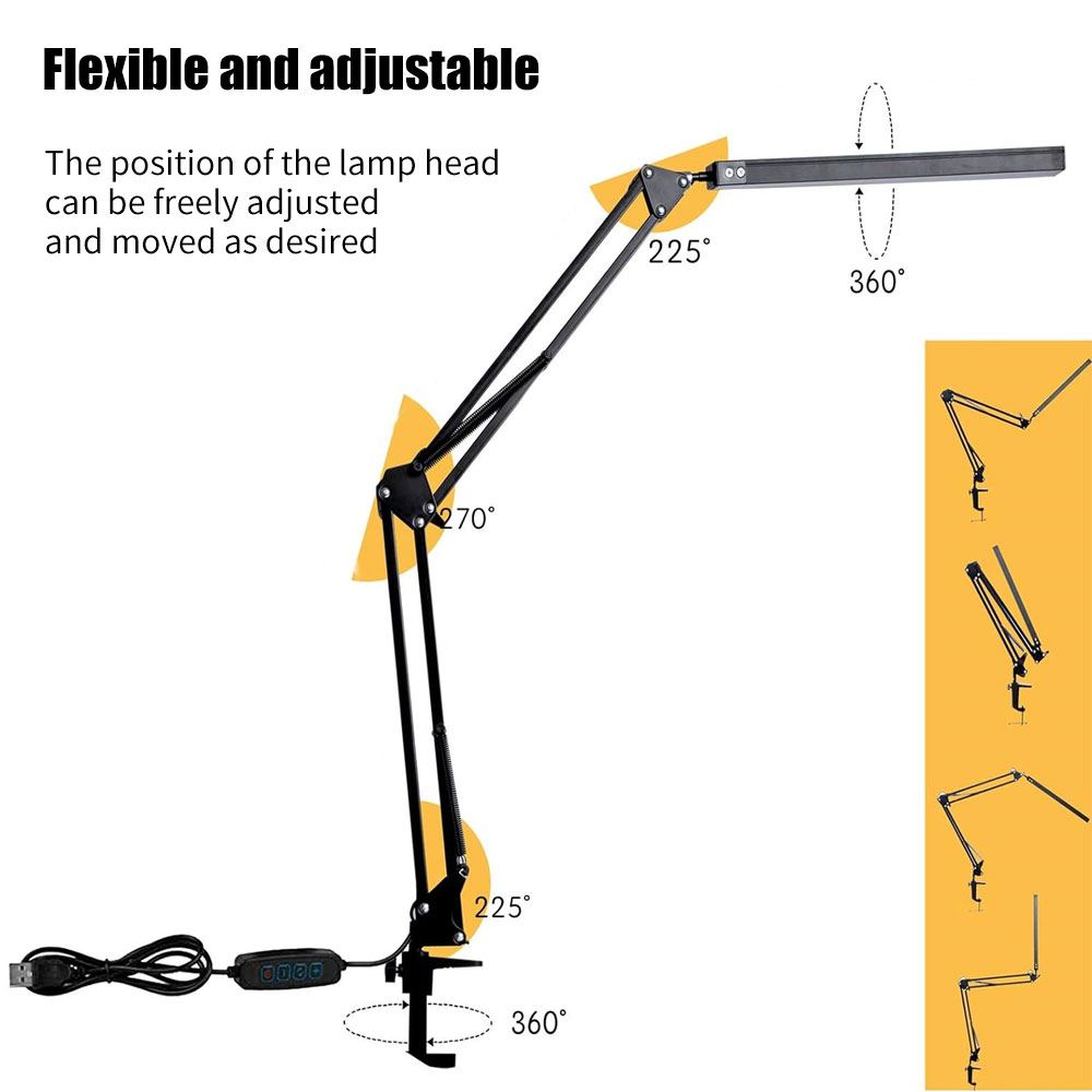 Folding Clip Desk Table Light Dimmable Architect Drafting Lamp Clamp ...