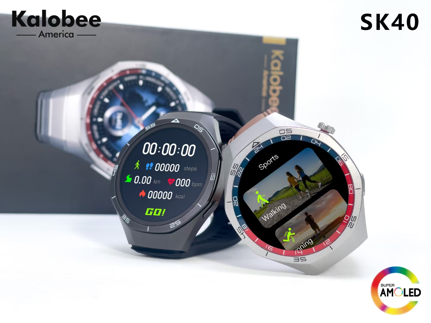 New SK40 Watch GT5 Pro Smart Watch HD AMOLED Screen NFC GPS Tracker ...