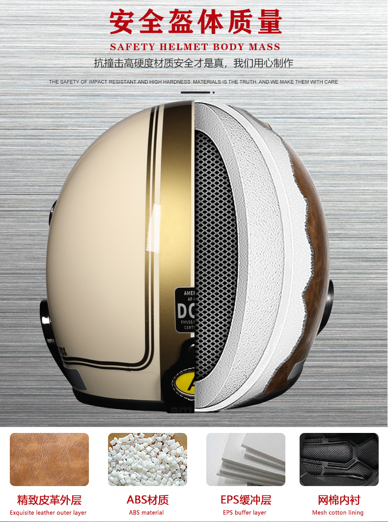 ORZ New Motorcycle Retro Helmet ABS Shell Combination Men's Full Face ...