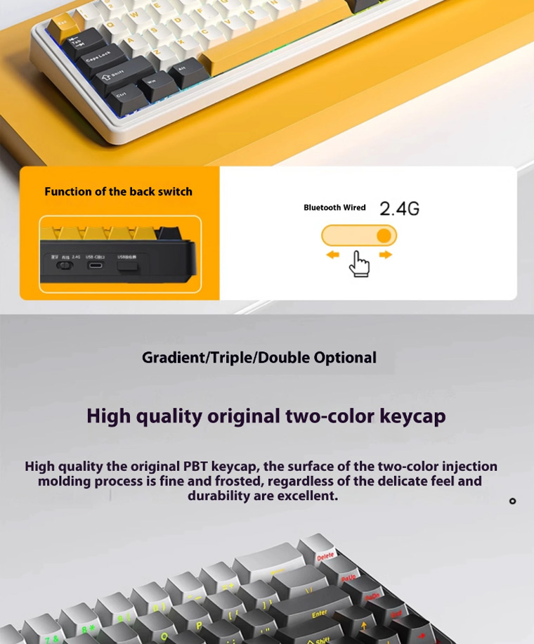 AULA F65 three mode customized mechanical keyboard, full key hot plug ...