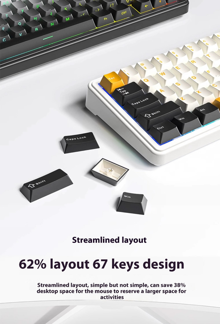 AULA F65 three mode customized mechanical keyboard, full key hot plug ...
