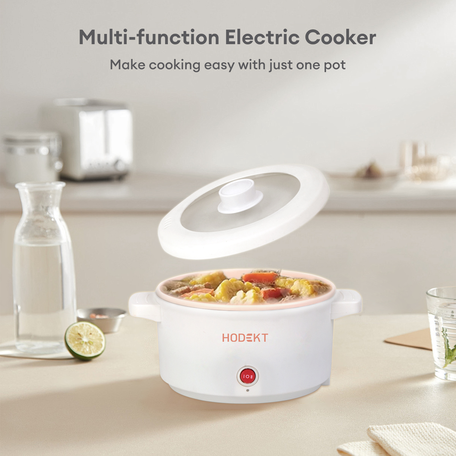 HODEKT 2.0L Mini Rice Cooker Multi-Functional Machine Non-Stick Inner ...