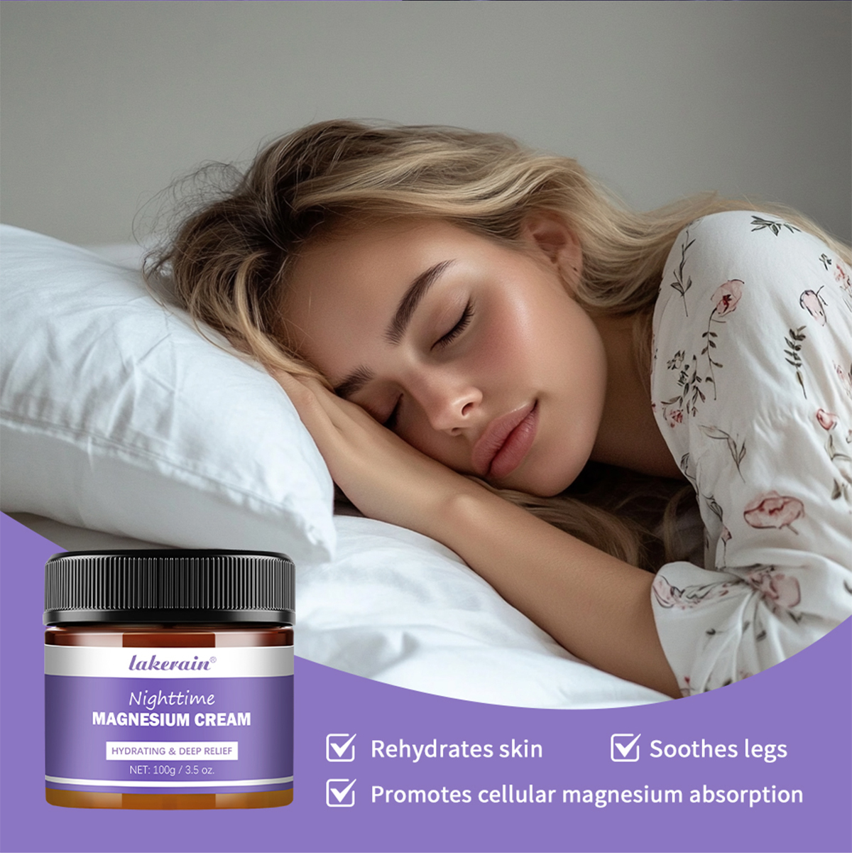 Lakerain Magnesium Body Lotion Bedtime & Night Calming Soothing Stress ...