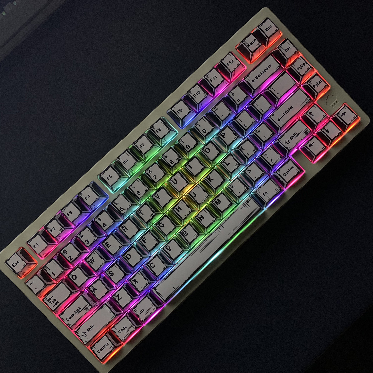 Comic White Keycaps PBT Dye-sub Cherry Profile Keycap Custom Keycaps ...