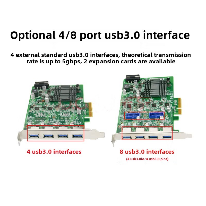 Eft-489u Extension Card PCI-E to 4 Port USB3.0 Type A High Speed 5.0 ...